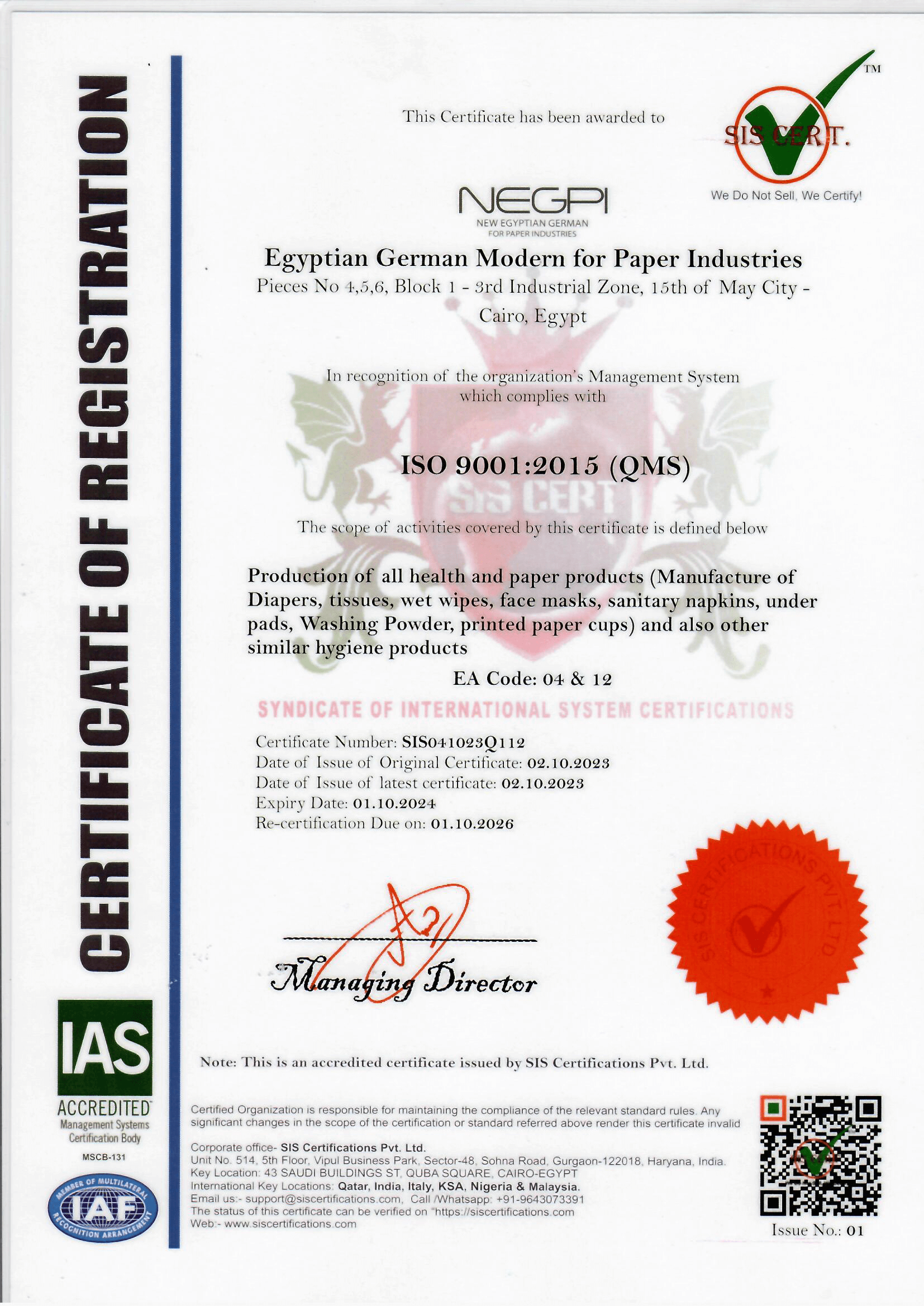 Our Certificates - La Vida Pure Comfort